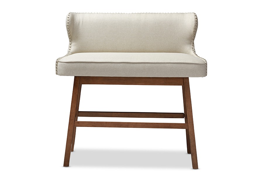 Baxton Studio BBT5218-Beige Bench Gradisca Light Beige Fabric Button ...